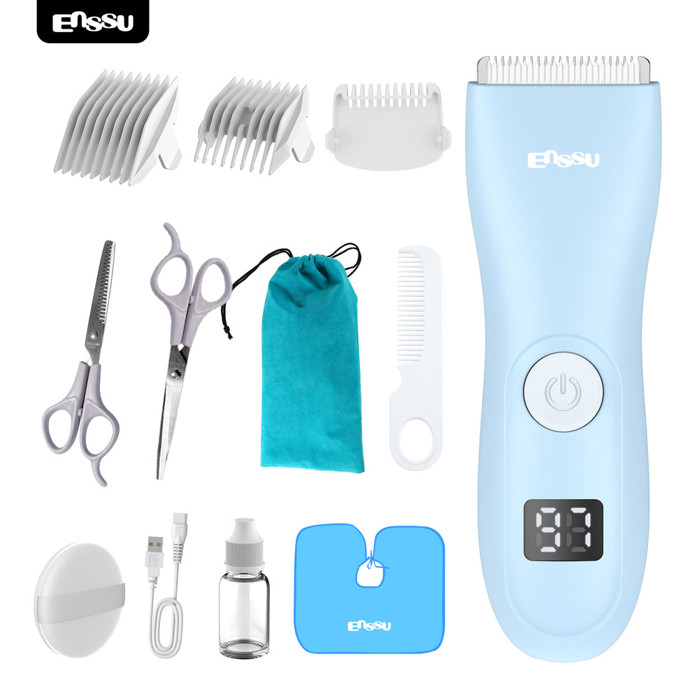 ENSSU Baby Hair Clipper – Safe Ceramic Blade, Low Noise, LCD Display,