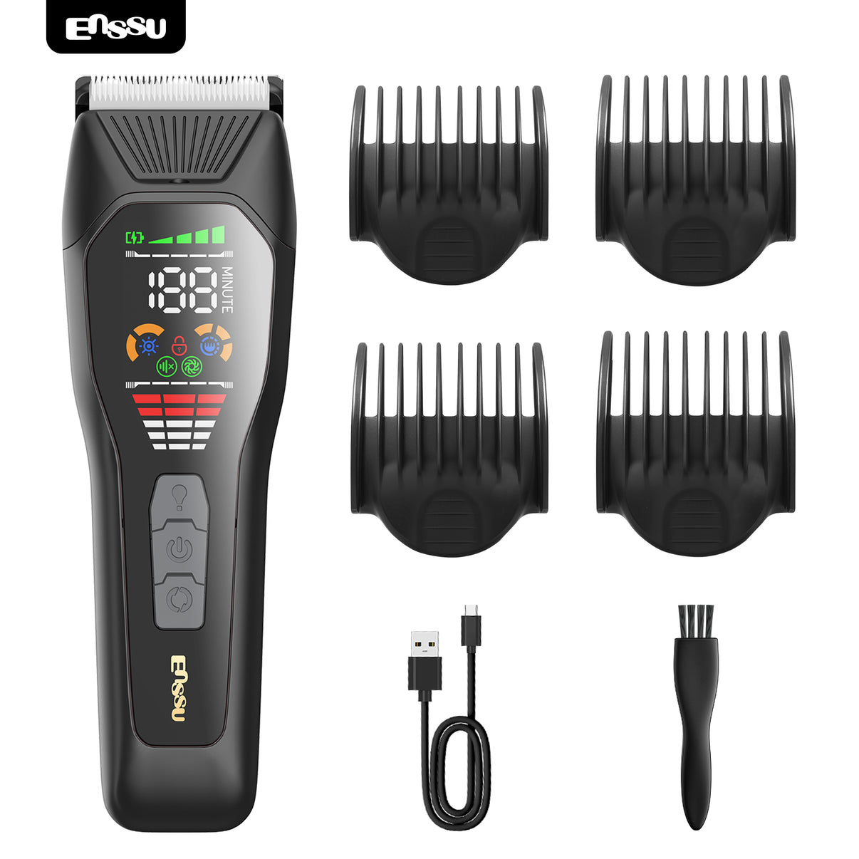 ENSSU Professional Hair Trimmer – 50mm Blade 6500RPM Motor LCD Display